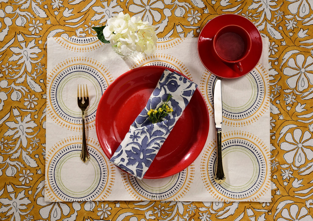 Gold Medallion to Gold Homegrown Placemat — Brush Textiles